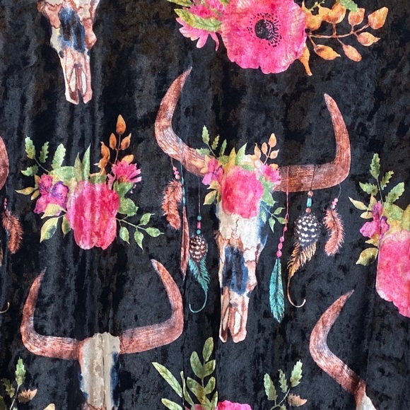 L&B Apparel | Dresses | Lb Apparel Velvet Floral Bull Skull Dress ...